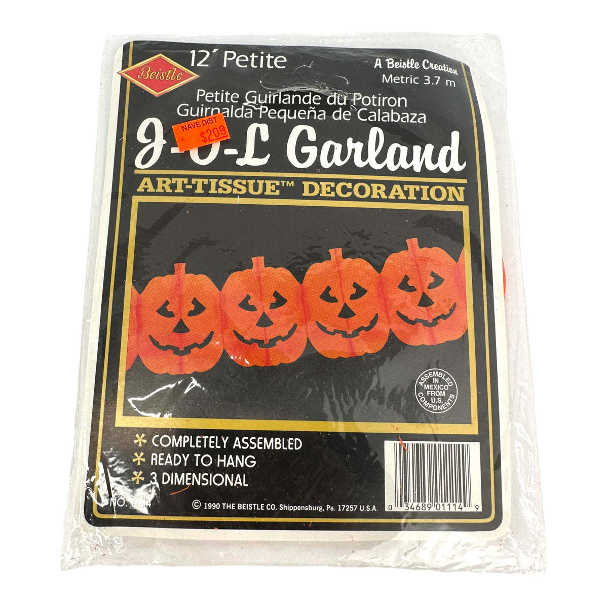 Beistle Vintage Halloween 1990 Ghost & Pumpkin Garland | Eerie Emporium