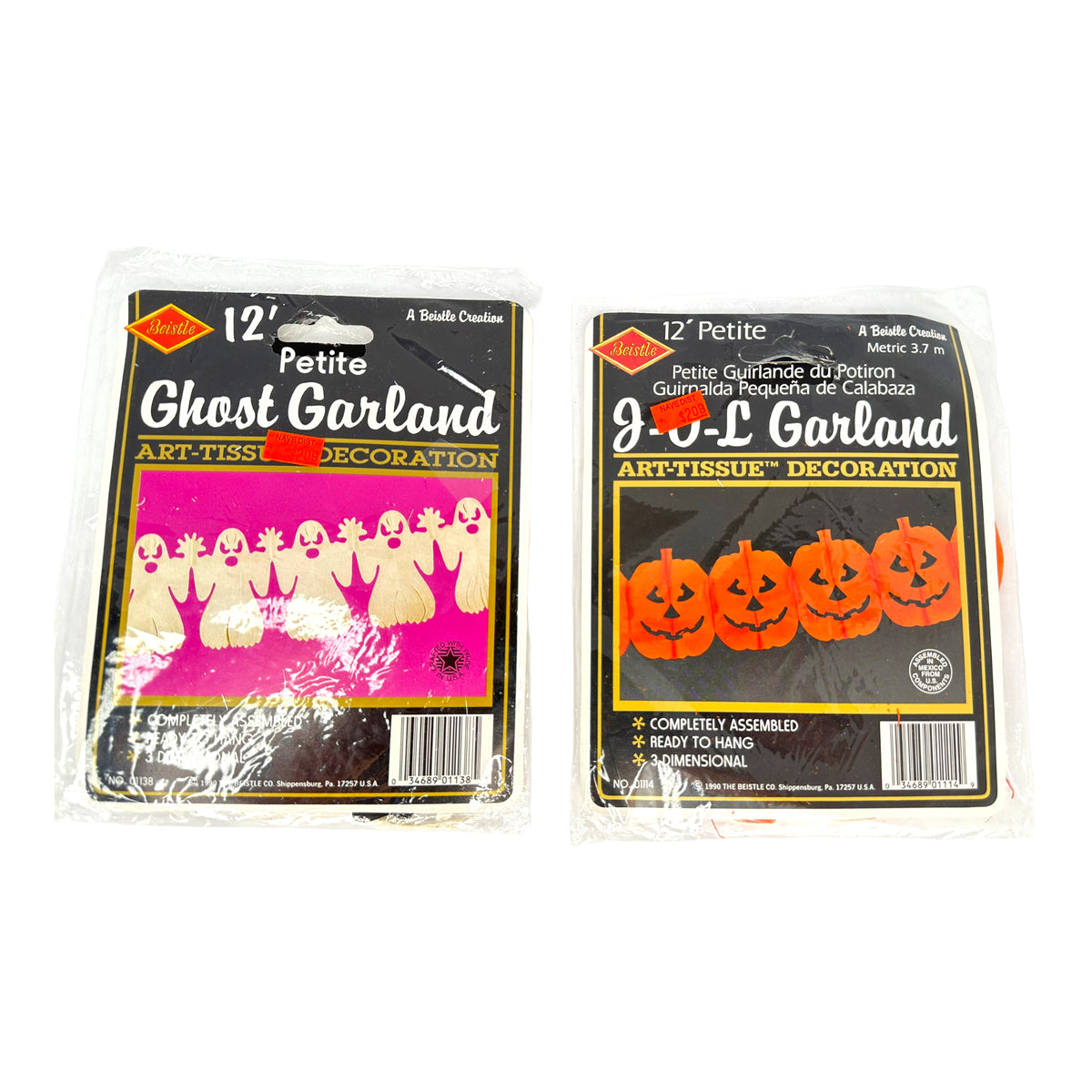 Beistle Vintage Halloween 1990 Ghost & Pumpkin Garland | Eerie Emporium