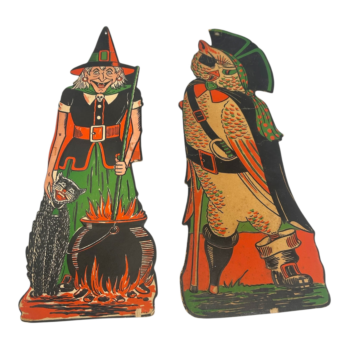 Vintage Halloween Beistle Witch + Owl Pirate Diecuts | Eerie Emporium