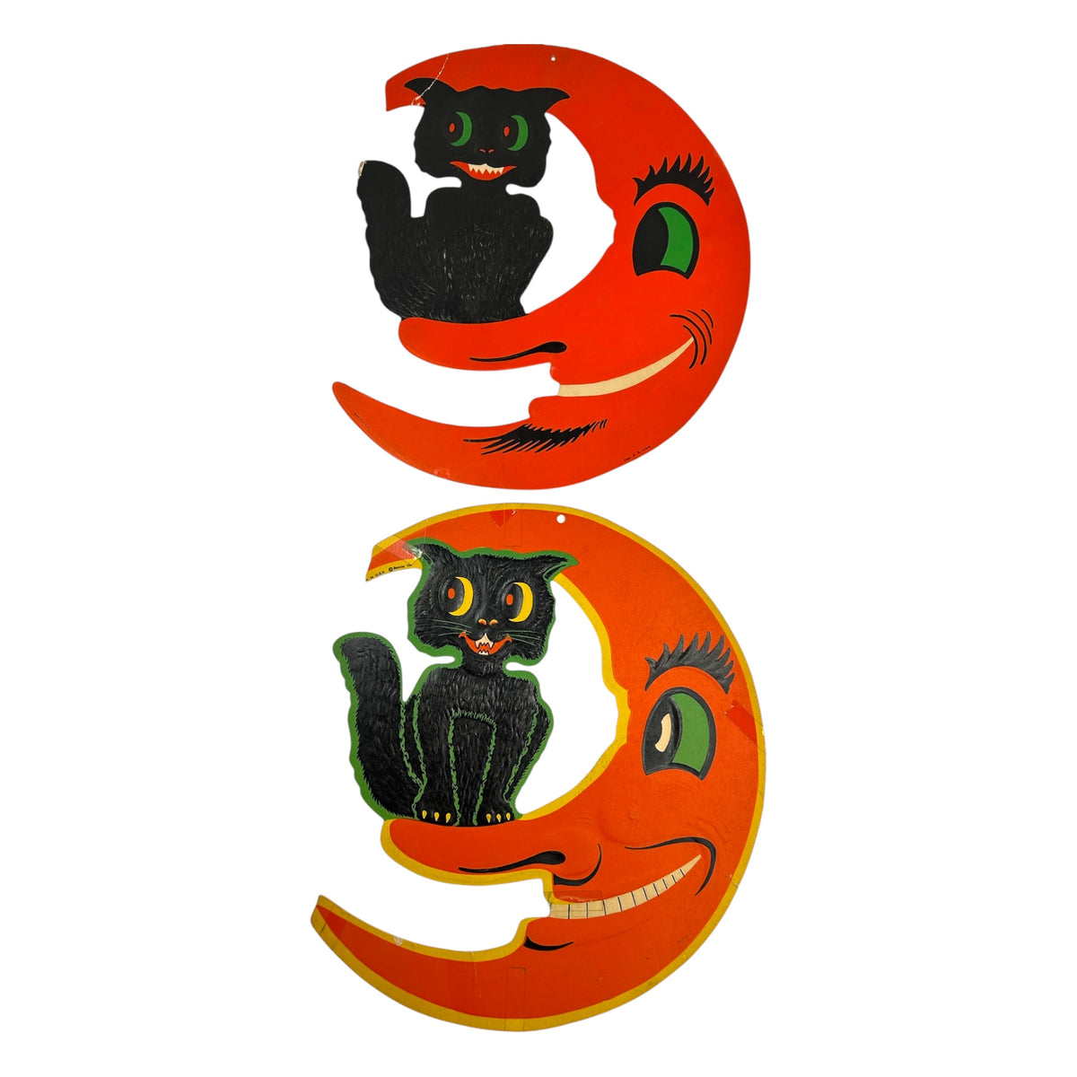 Vintage Halloween Beistle Black Cats on Moons Diecuts | Eerie Emporium