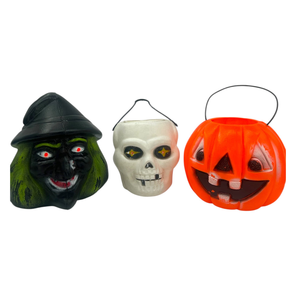 Vintage Blow Mold Trick or Treat Buckets Set of 3 | Eerie Emporium