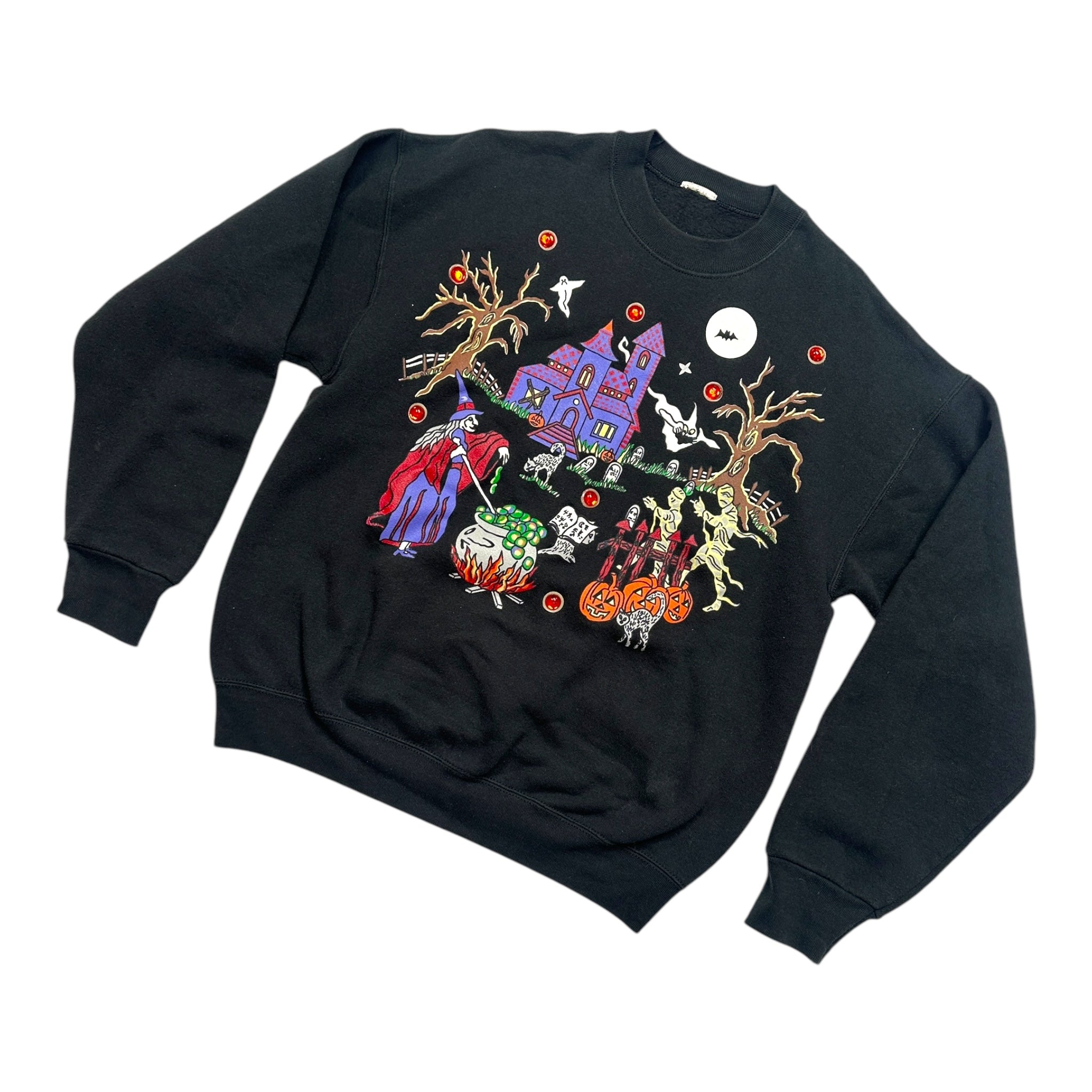 Vintage Halloween Haunted House Scene Crewneck 90s | Eerie Emporium