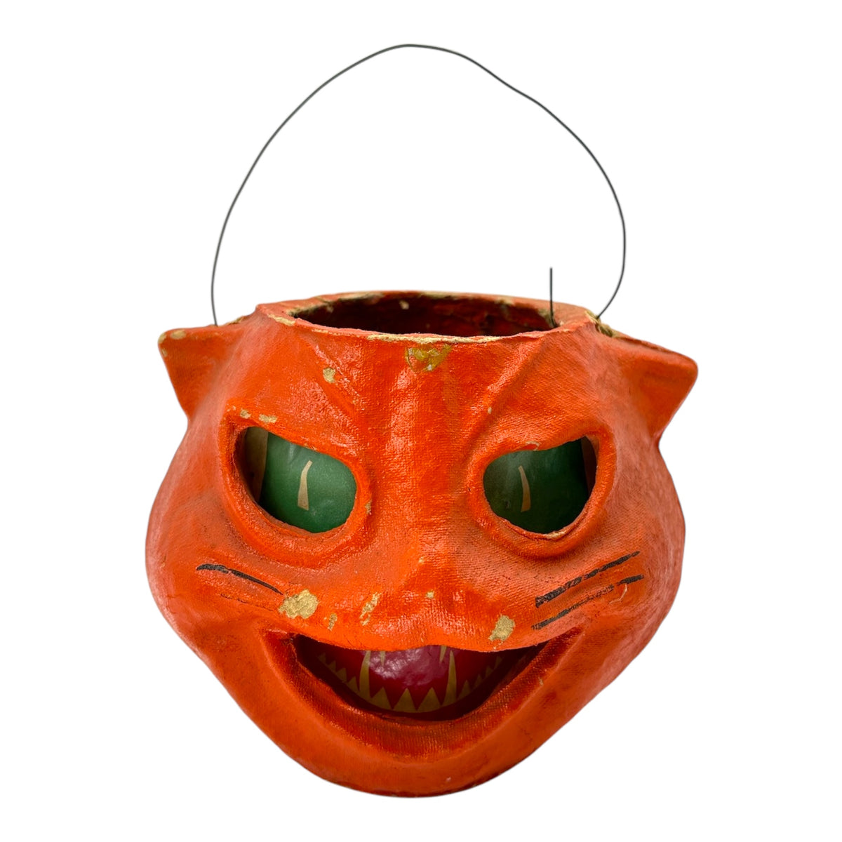 Vintage Halloween Orange Cat Pulp Paper Mache 1940s | Eerie Emporium