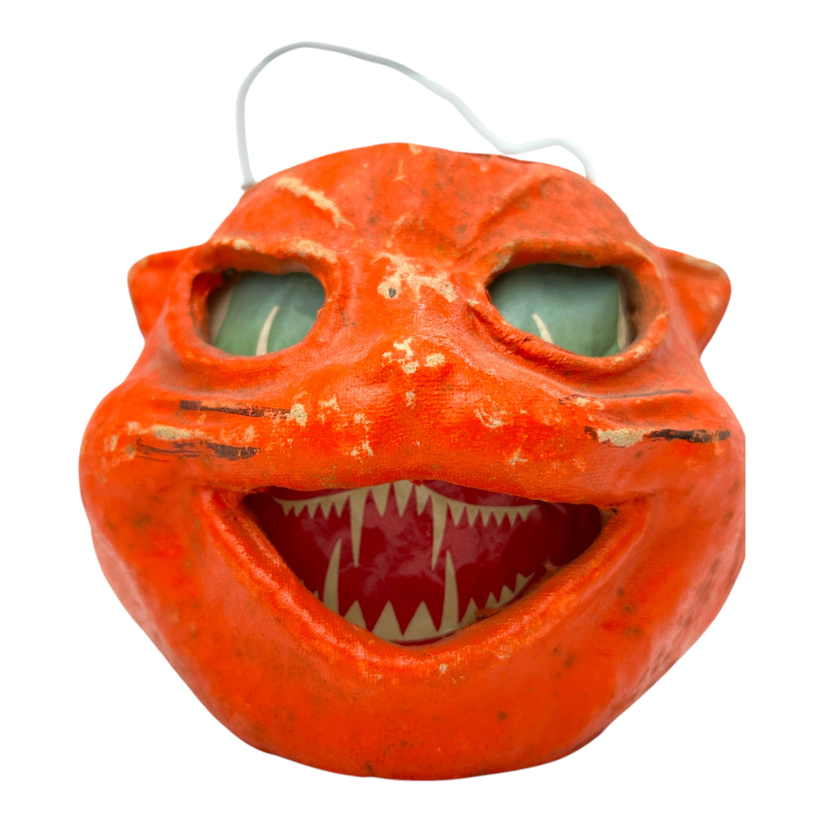 Vintage Halloween Cat Pulp Paper Mache Orange 1940s | Eerie Emporium