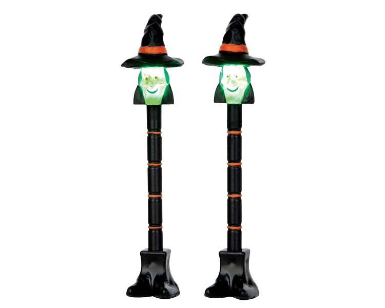Witch Lamp Post, Set of 2 54914 | Retired Lemax Spooky Town | Eerie ...